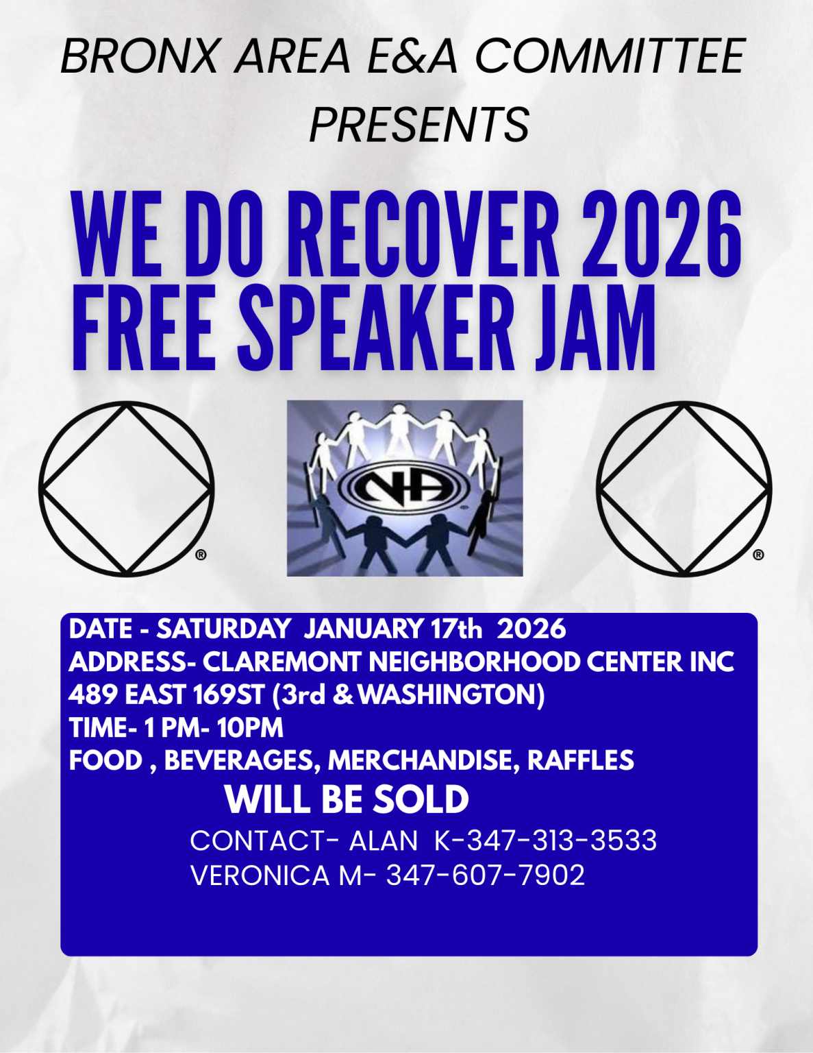 Bronx Area presents “We Do Recover 2026 Free Speaker Jam”Greater New ...